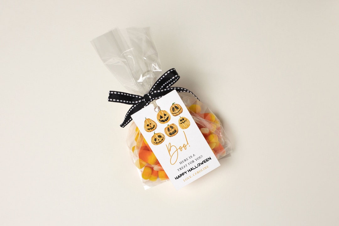 Editable Halloween Pumpkins Gift Tag Happy Halloween Favor Tag - Etsy