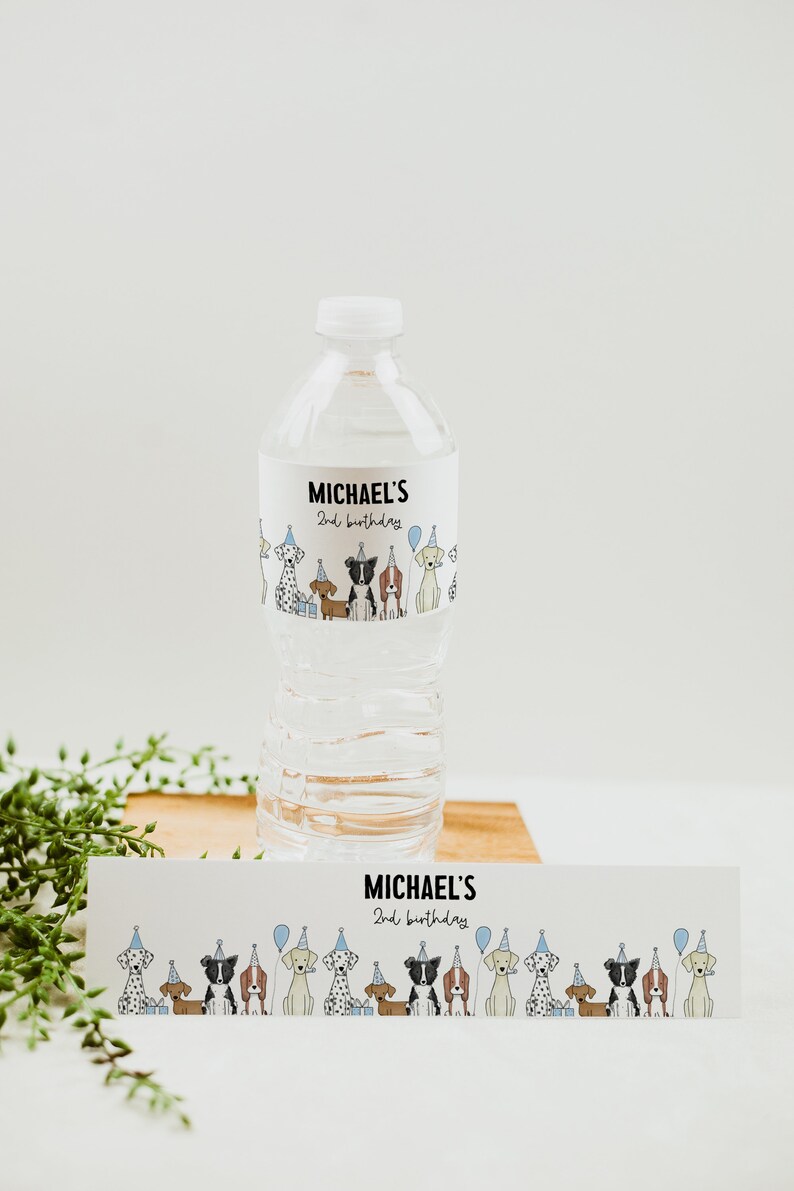 Dog Water Bottle Label Editable Template Puppy Water Bottle - Etsy