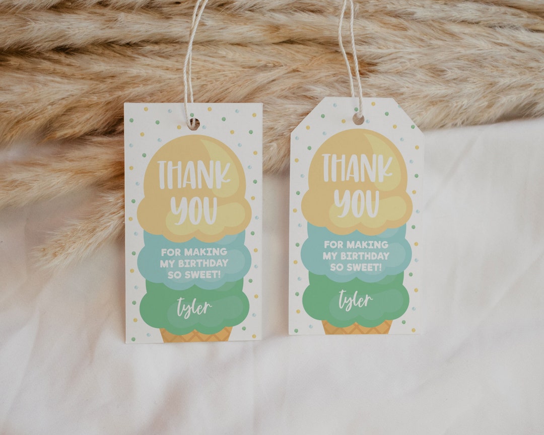 Editable Ice Cream Birthday Party Favor Tag, Ice Cream Boy Birthday ...