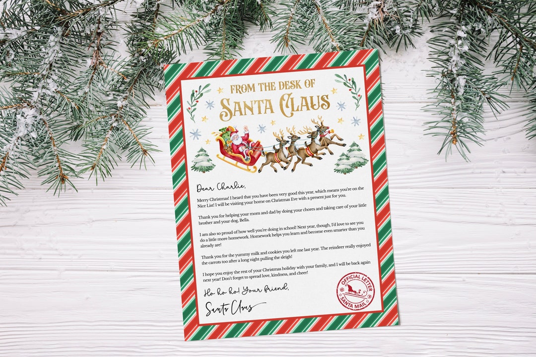 Editable Letter From Santa Personalized From the Desk of Santa Claus ...