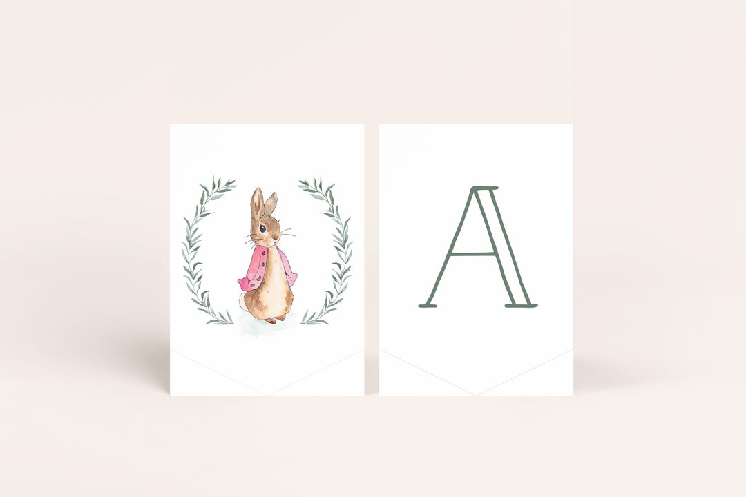 Editable Flopsy Bunny Happy Birthday Banner Pink Peter Rabbit One High ...