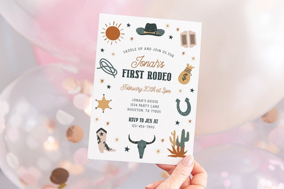 Editable First Rodeo Birthday Invitation Wild West First - Etsy