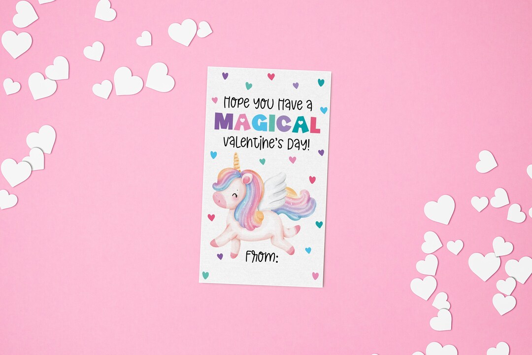 Printable Unicorn Valentines Day Gift Tag, Magical Valentine's Day ...