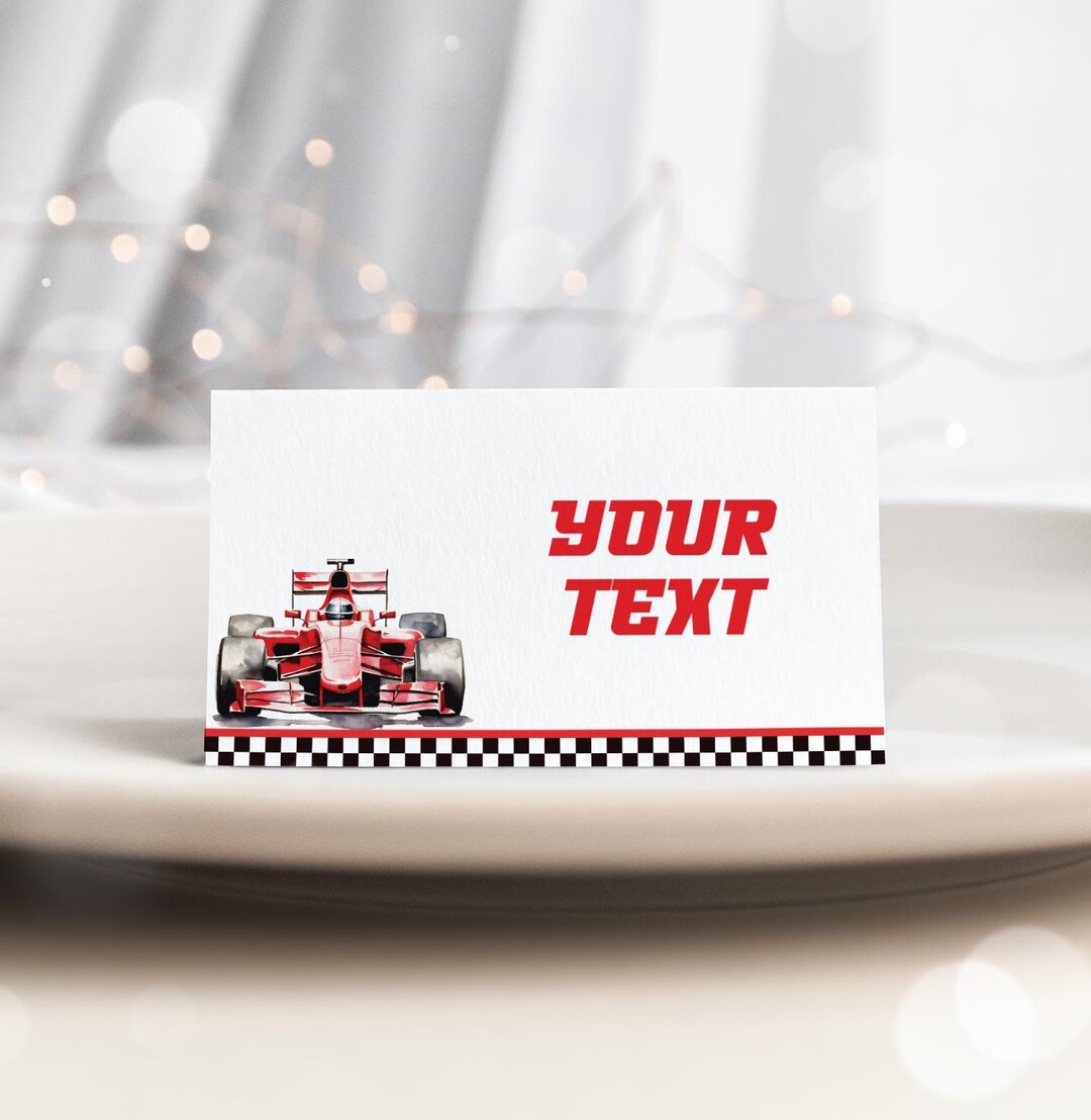 Editable Race Car Food Labels, Red Racecar Buffet Tent Card, Racing ...