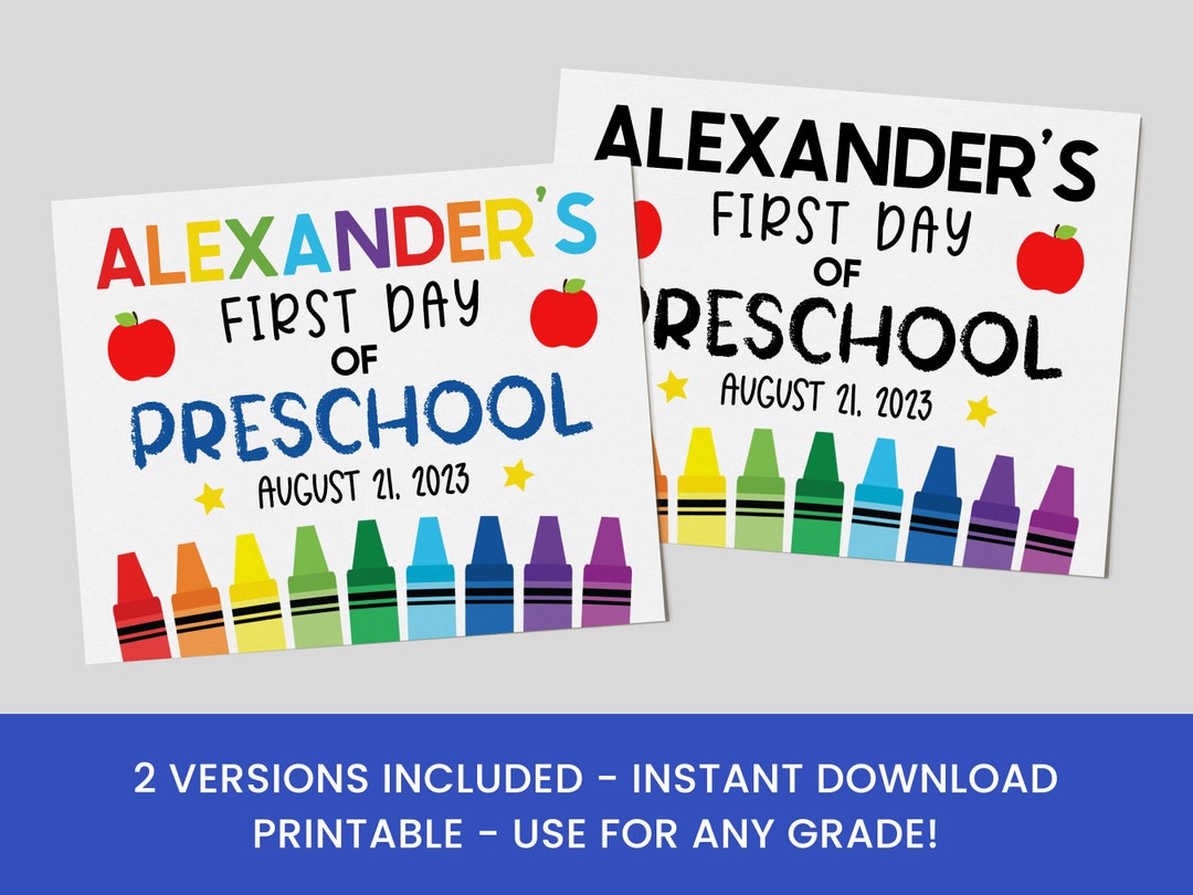 Editable First Day of School Sign Template, Personalized Back to School ...