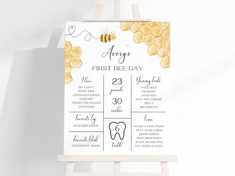 Bee Birthday Milestone Poster Editable Bumble Bee Milestone - Etsy