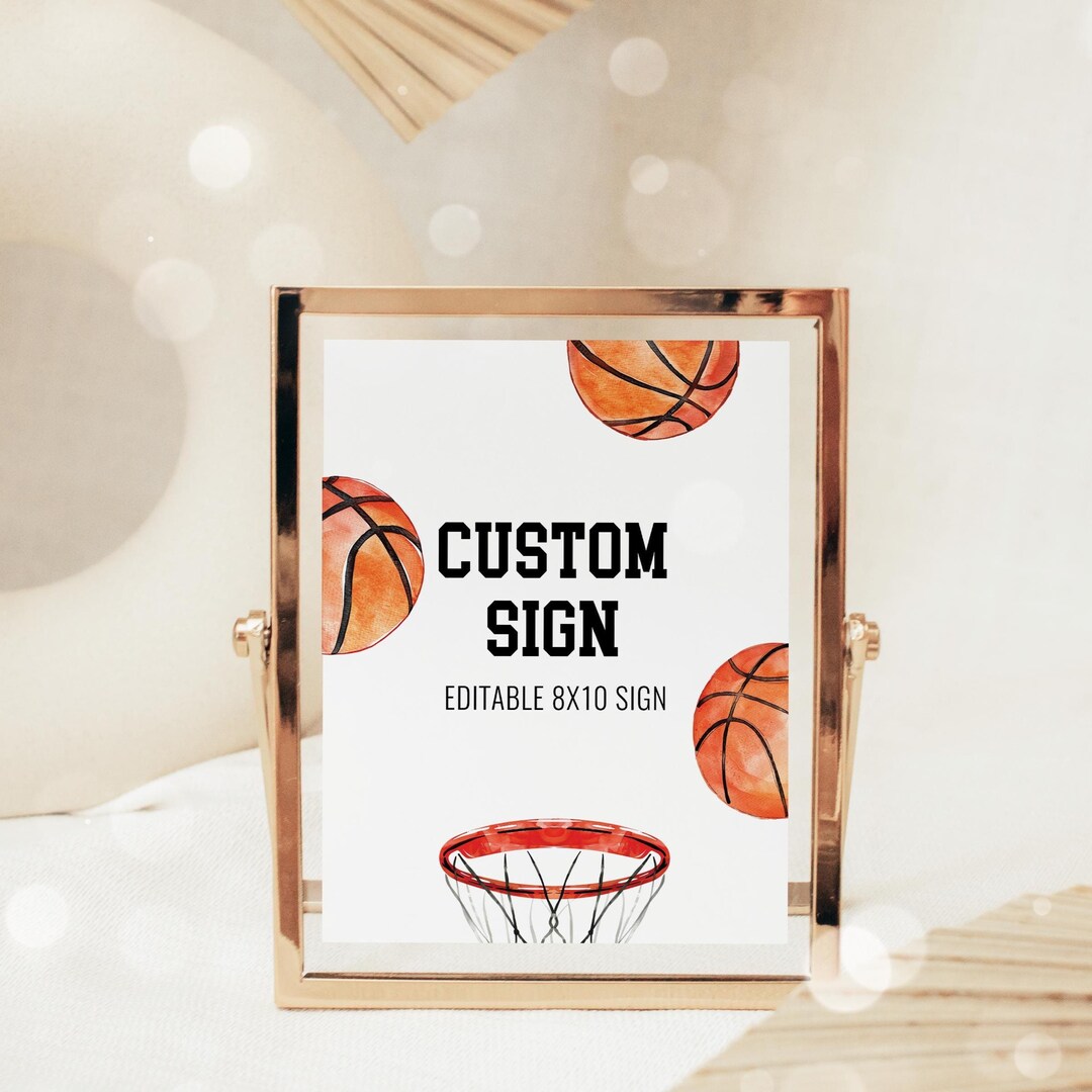 Basketball Birthday Sign, Editable Basketball Party Sign, Customizable ...