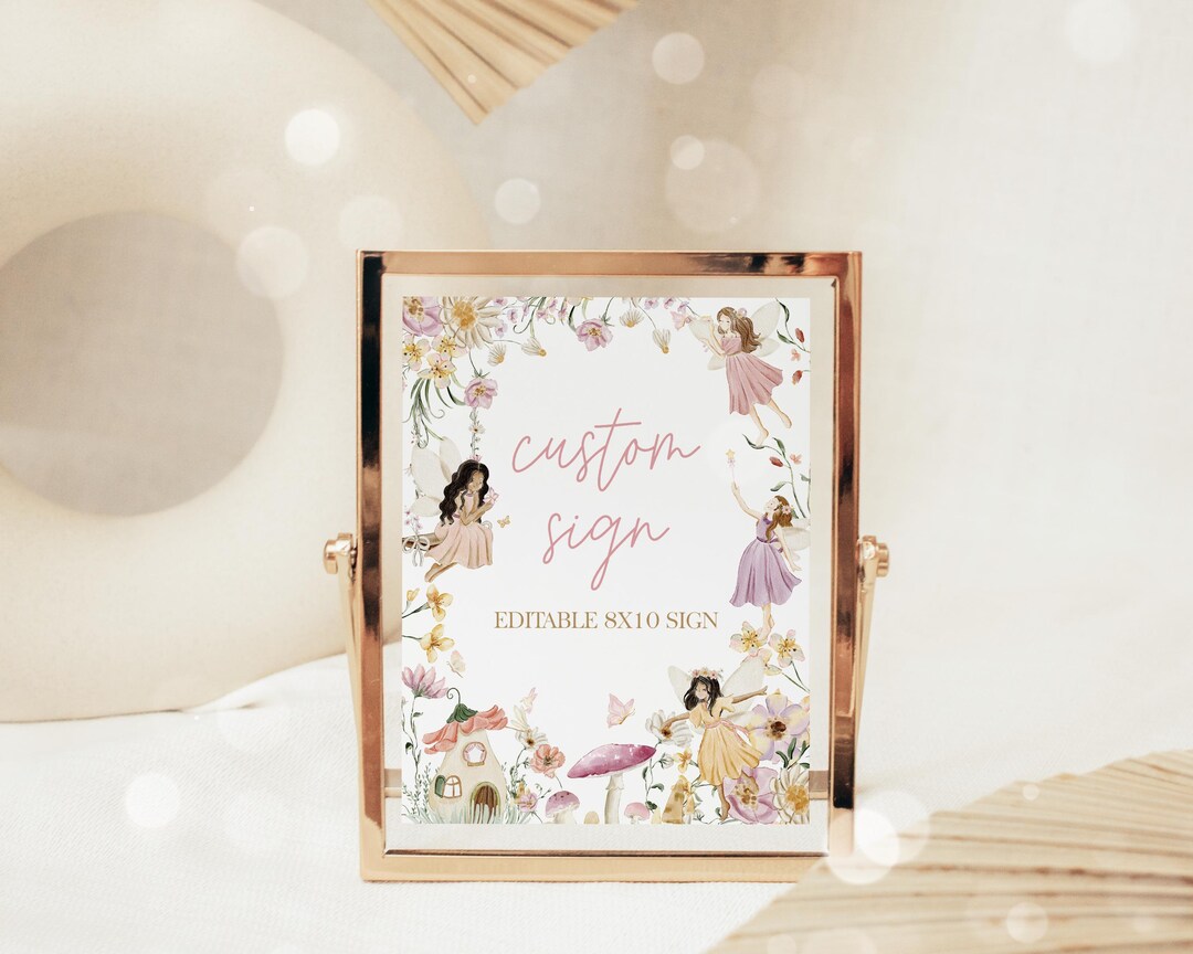 Editable Fairy Birthday Sign Fairy Custom Sign 8x10 Customizable Party ...