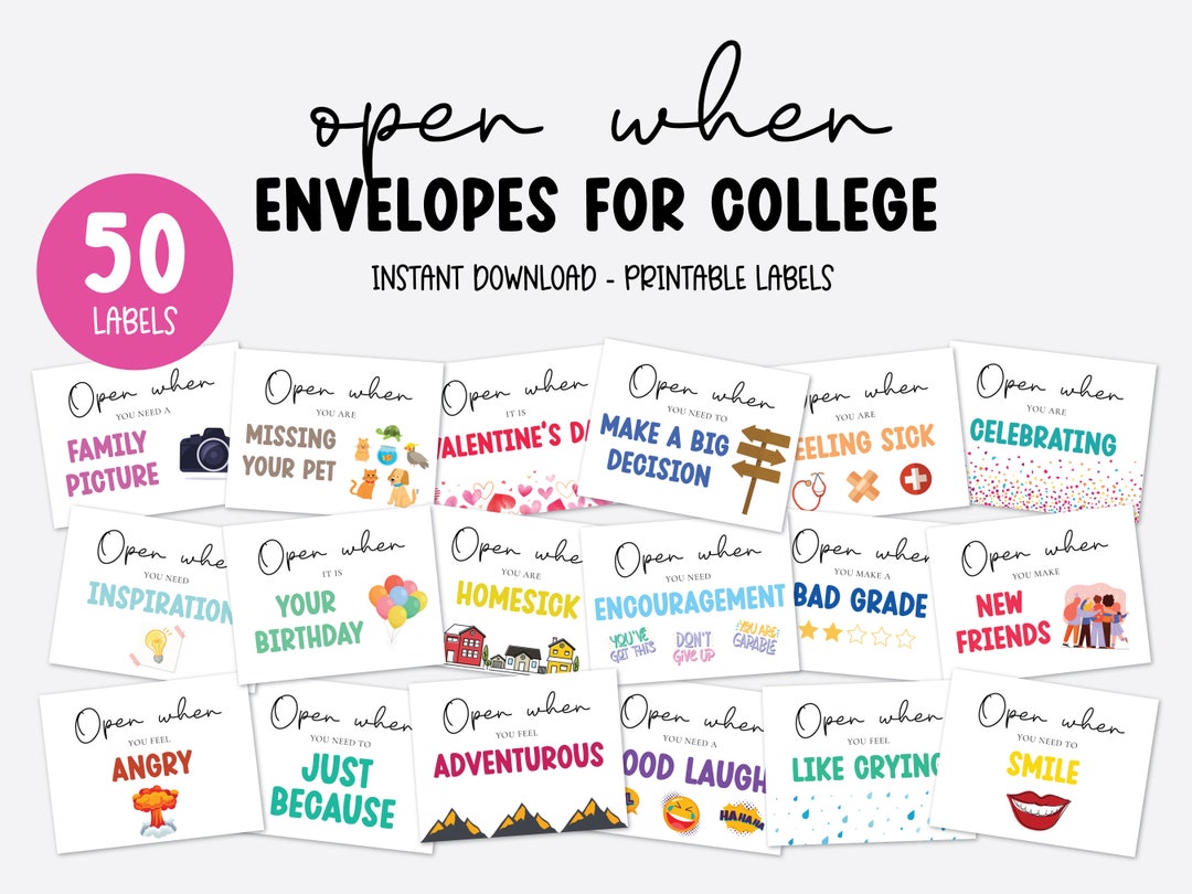 Open When Envelopes for College Students, Open When Letters College ...