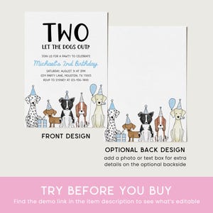 Dog 2nd Birthday Invitation, Two Let the Dogs Out, Puppy Party Invite ...