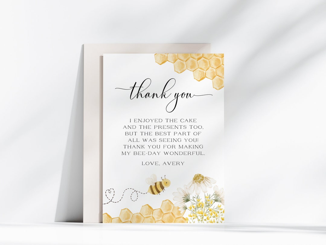 Editable Bee Thank You Card First Bee Day Photo Thank You - Etsy