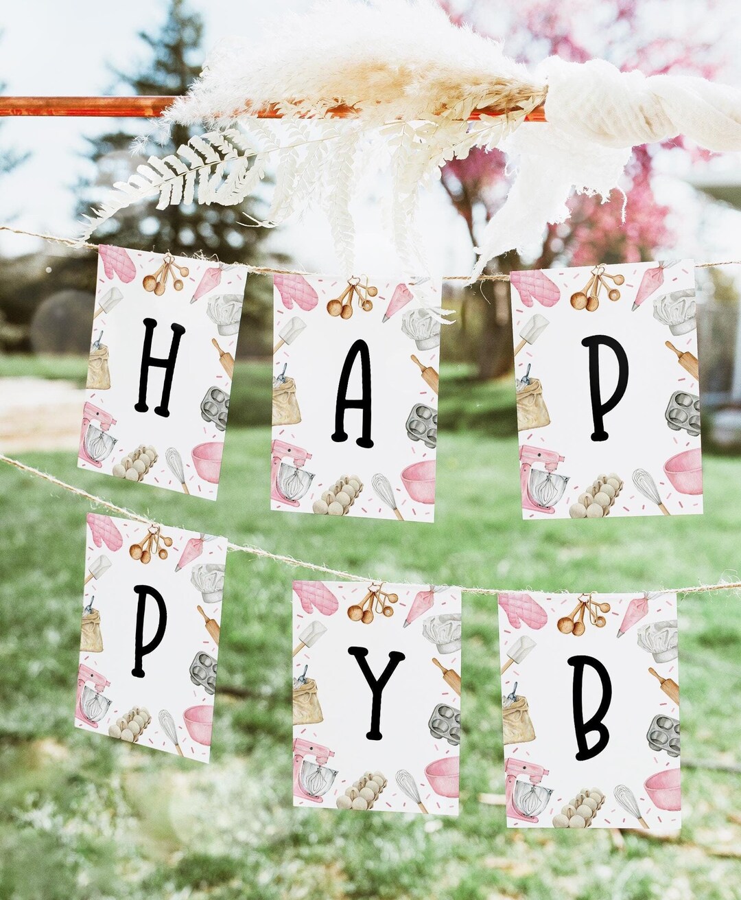 Baking Happy Birthday Banner, Cupcake Decorating Party Banner, Chef ...