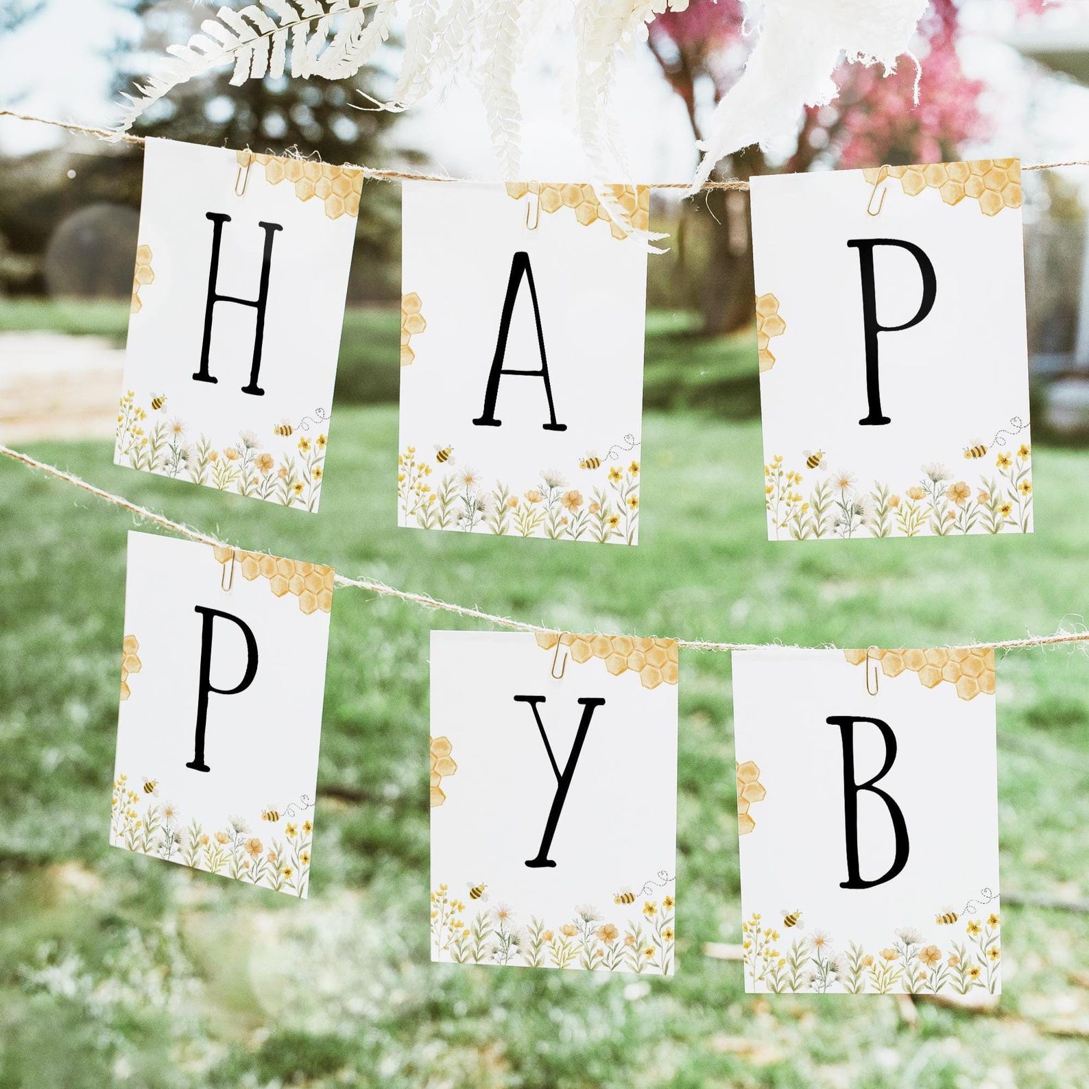 Bee Happy Birthday Banner, Bee Day Party Banner, Printable Beeday Bee ...