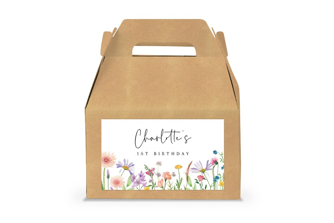 Editable Wildflower Gable Box Label, Floral Garden Party Favor Box ...