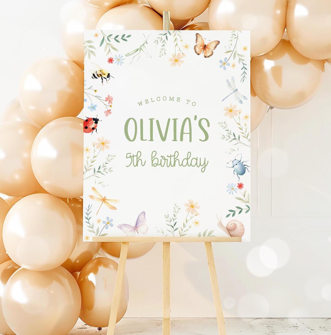 Bug Welcome Sign, Insect Party Sign, Outdoor Theme Party Decorations ...