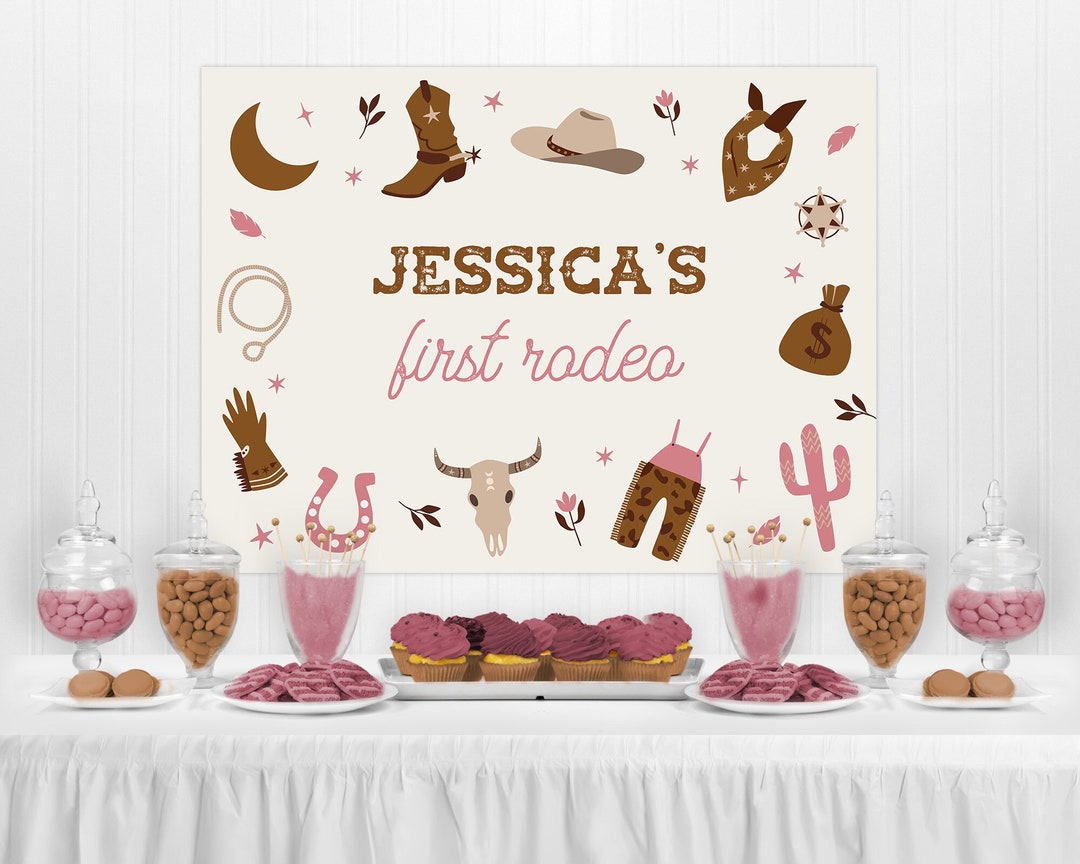 Editable Girl First Rodeo Backdrop Banner Template Western - Etsy