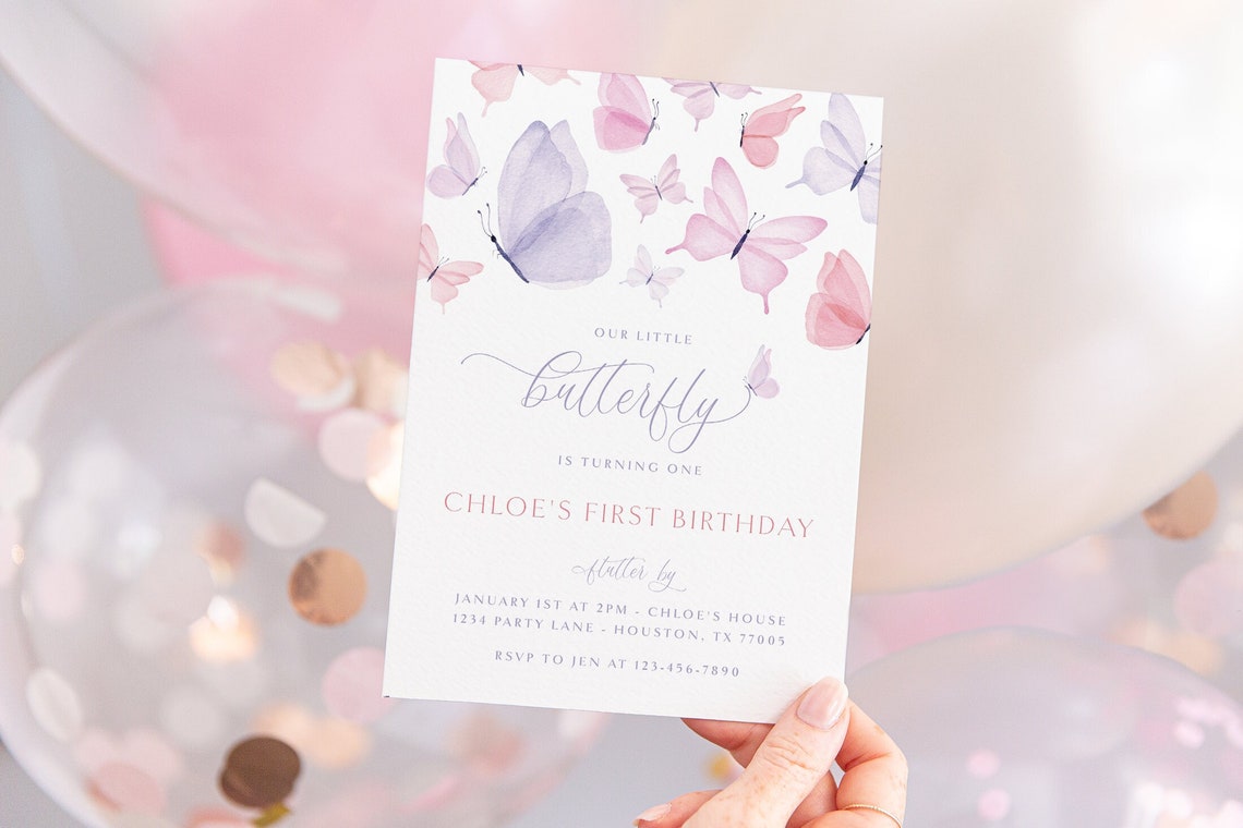Editable Butterfly Birthday Invitation Girl Butterfly Party - Etsy