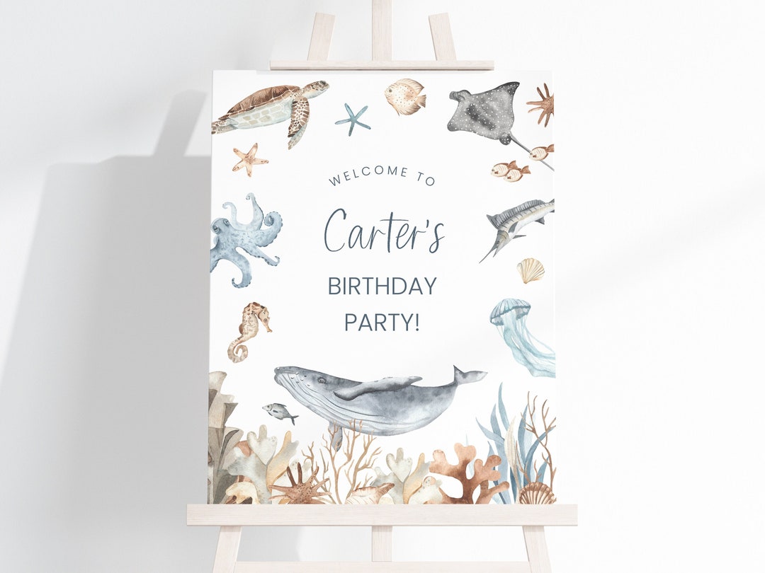 Under the Sea Birthday Party Welcome Sign, Editable Under the Sea ...