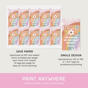 Groovy Favor Tag, Rainbow Groovy Birthday Gift Tag, Colorful Retro ...