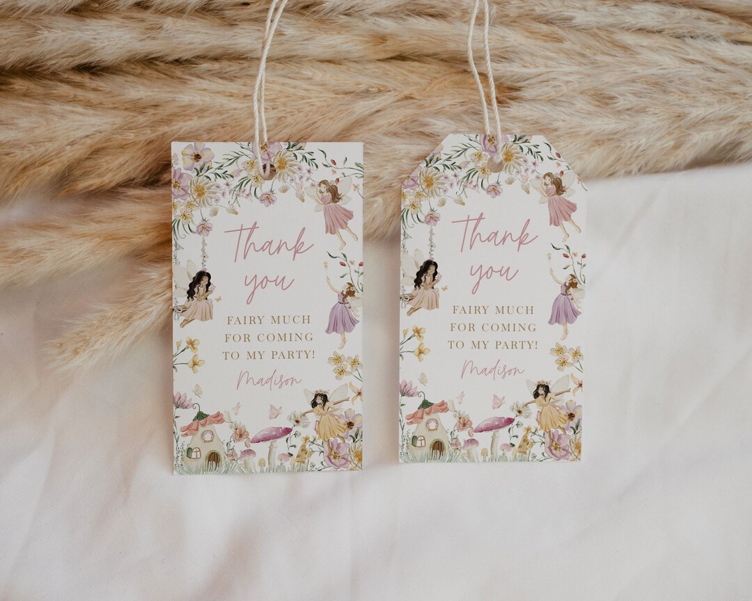 Editable Fairy Birthday Party Favor Tag, Fairy Thank You Tag, Enchanted ...