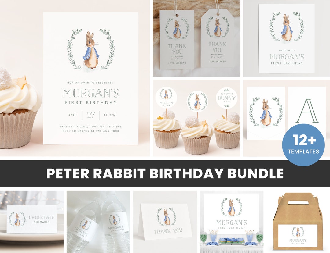 Editable Peter Rabbit Birthday Party Bundle Peter Rabbit Boy Birthday ...