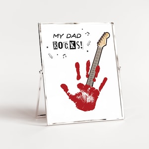 Printable Guitar Handprint Art, My Dad Rocks Fathers Day Gift, Dad ...