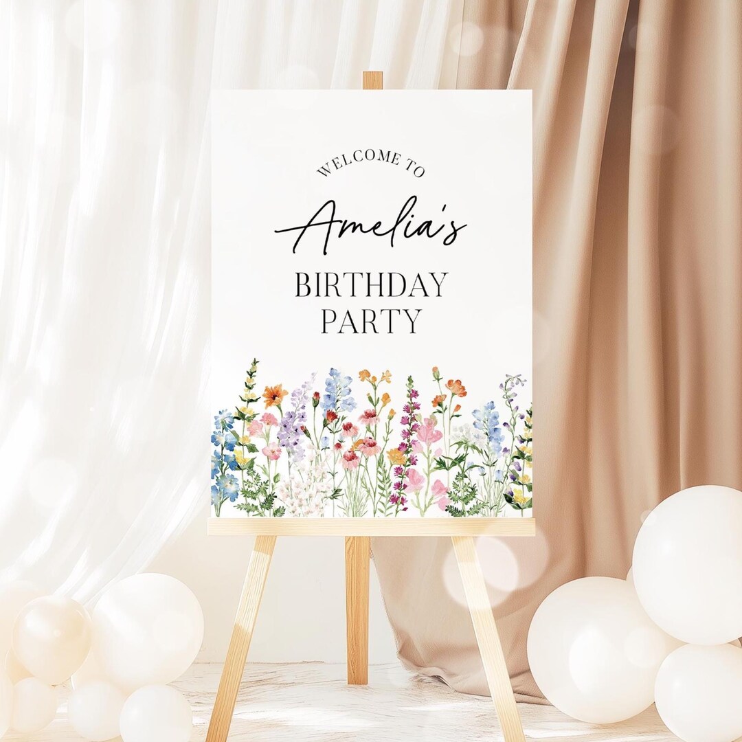 Wildflower Birthday Welcome Sign, Wild Flower Birthday Sign, Floral ...