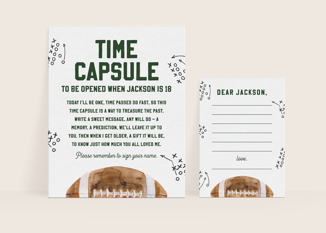 Editable Football Time Capsule Football Boy First Birthday Party ...