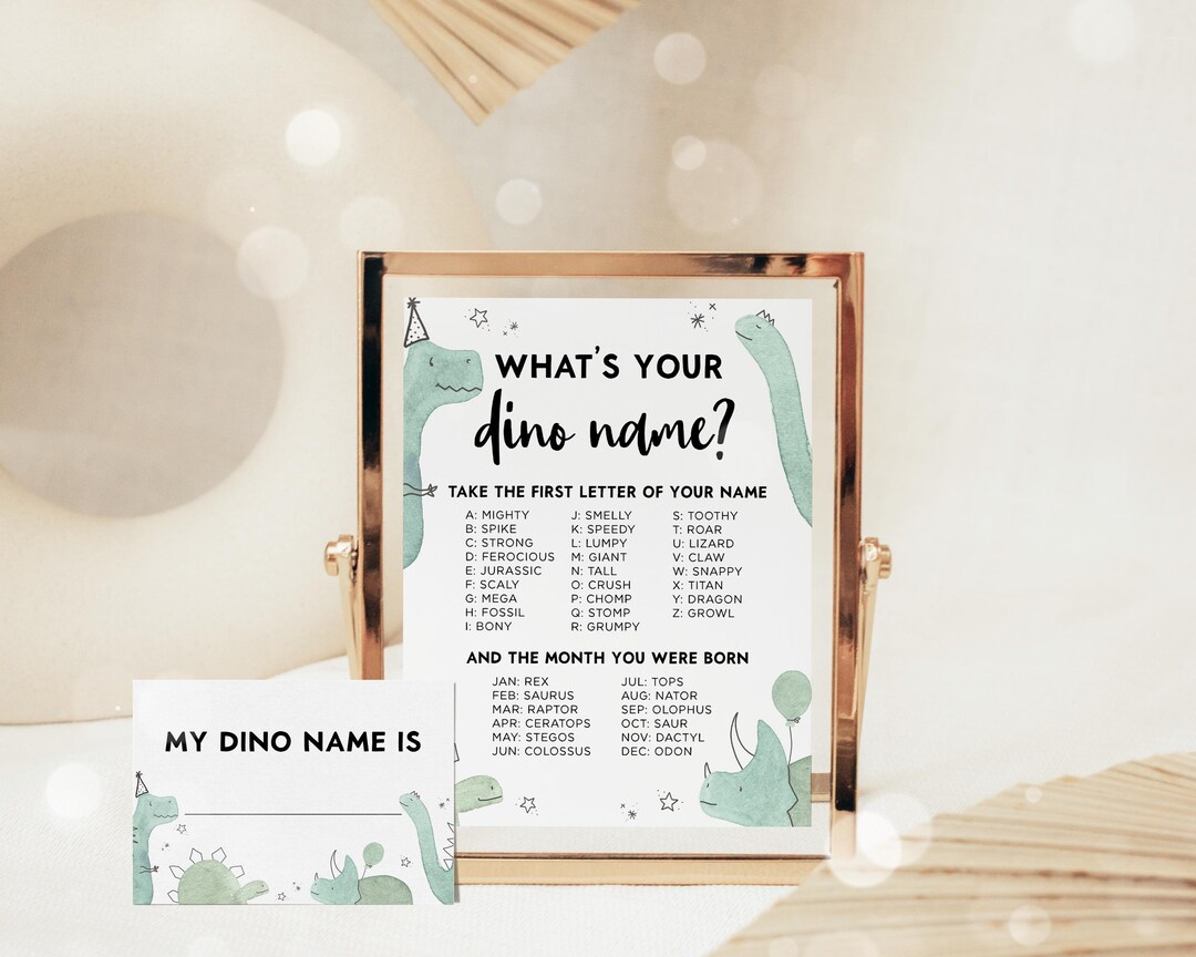 What's Your Dinosaur Name Game, Dino Name Game, Dinosaur Birthday ...
