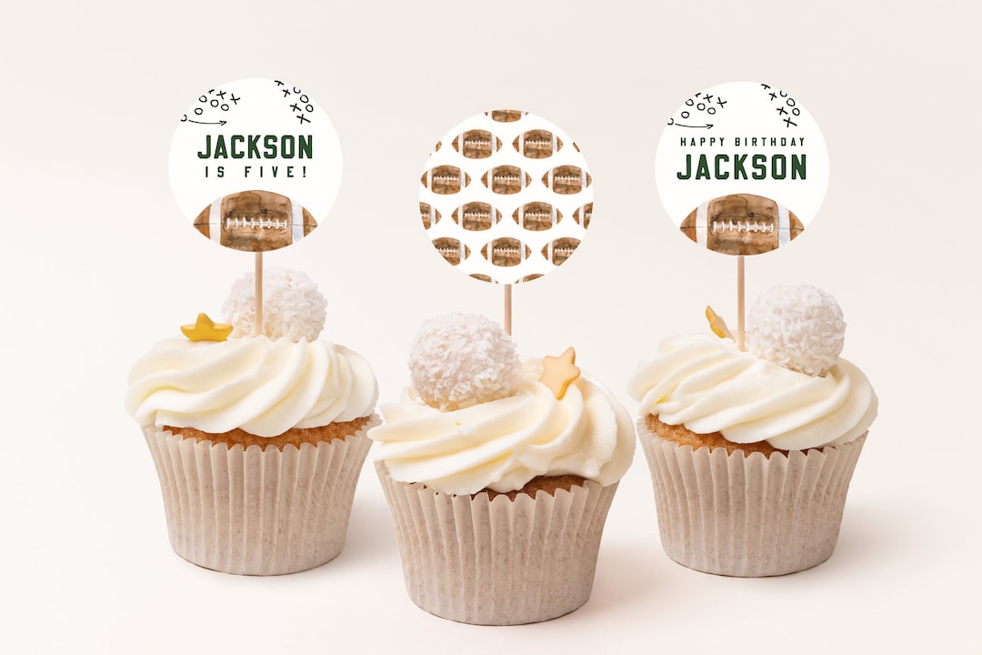 Editable Football Cupcake Toppers Football Cake Toppers Football ...
