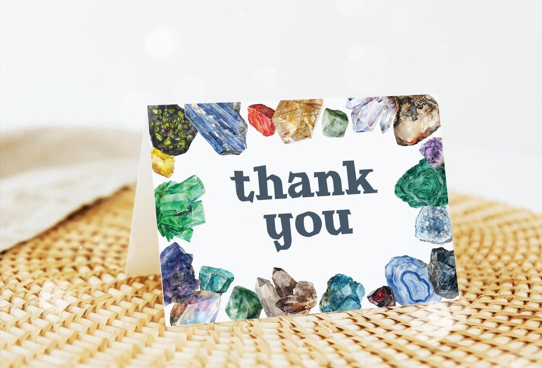 Geology Thank You Card, Rock Birthday Thank You, Geode Crystal Gem ...