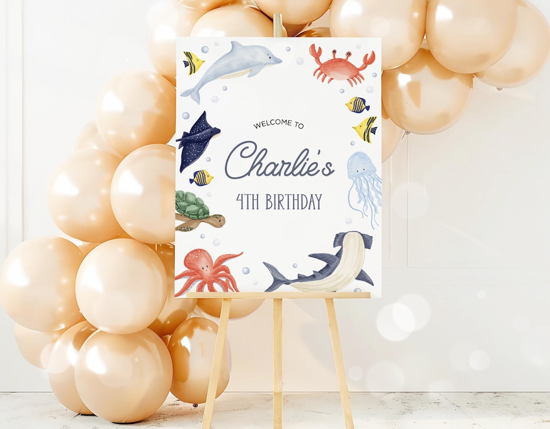 Editable Under the Sea Birthday Welcome Sign Ocean Theme Party ...