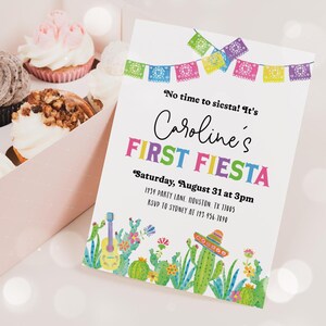 First Fiesta Birthday Invitation, Mexican Theme Girl 1st Birthday Party ...