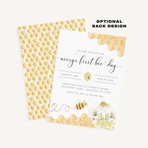 Editable Bee Birthday Invitation Honey Bee Girl 1st Bee Day Party ...