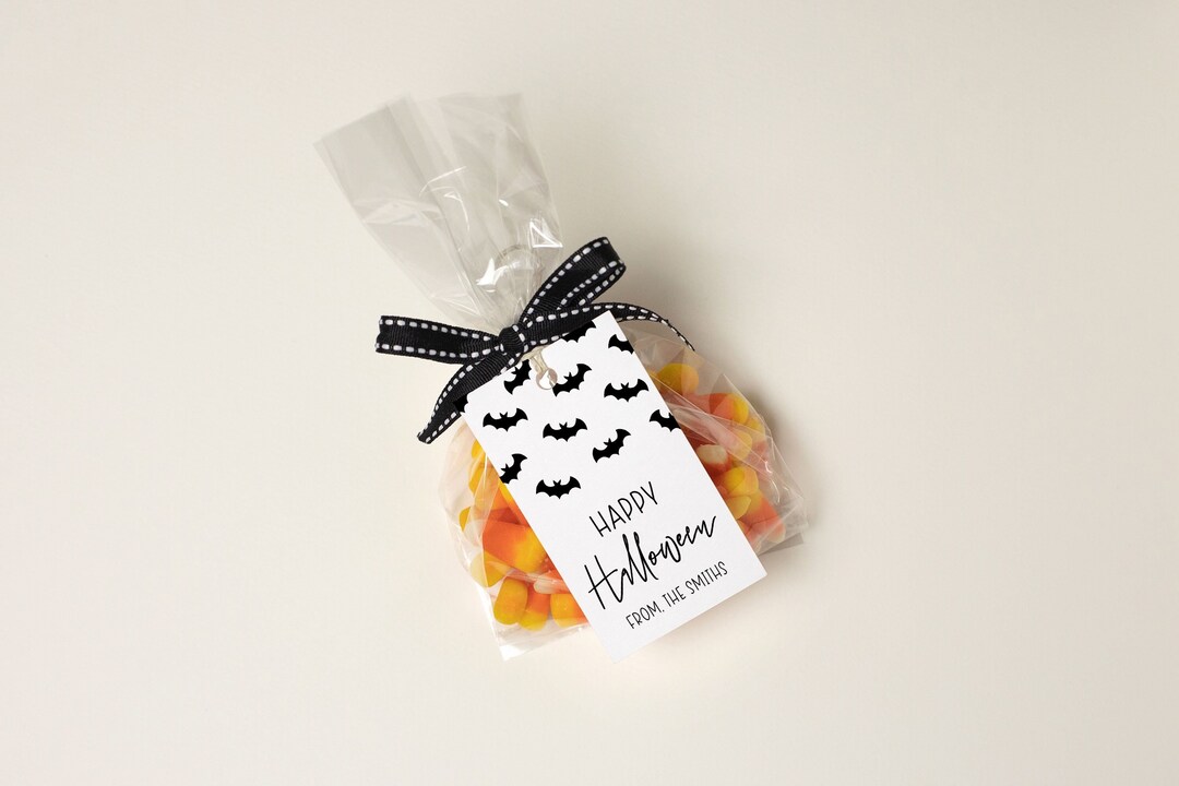 Editable Halloween Favor Tag Bats Halloween Gift Tag Costume Party ...