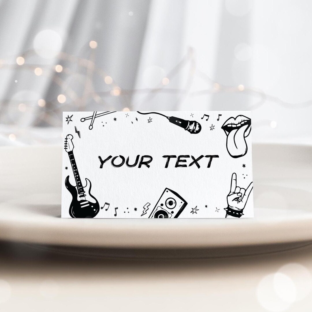 Rock and Roll Food Labels, Rock N Roll Buffet Tent Card, Music Birthday ...