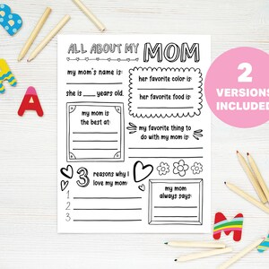 All About My Mom, All About My Mum Printable, Mothers Day Activity ...