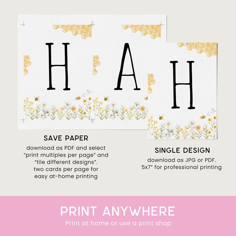 Bee Happy Birthday Banner, Bee Day Party Banner, Printable Beeday Bee ...