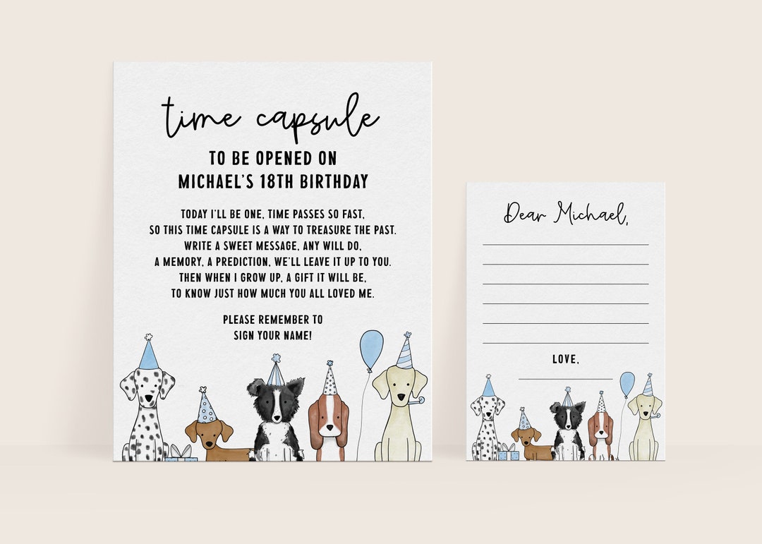 Editable Dog Time Capsule Puppy First Birthday Time Capsule - Etsy