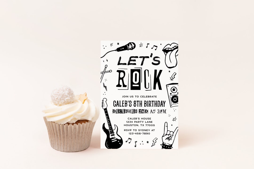 Rock and Roll Birthday Invitation Let's Rock Invite Rock N Roll ...