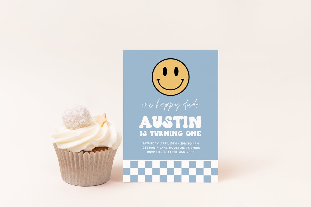 Smiley Face Invitation One Happy Dude Invitation Smiley Face - Etsy
