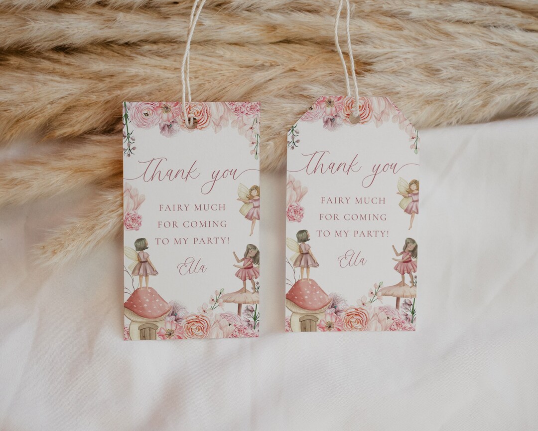 Editable Fairy Birthday Party Favors Tag, Enchanted Fairy Thank You ...