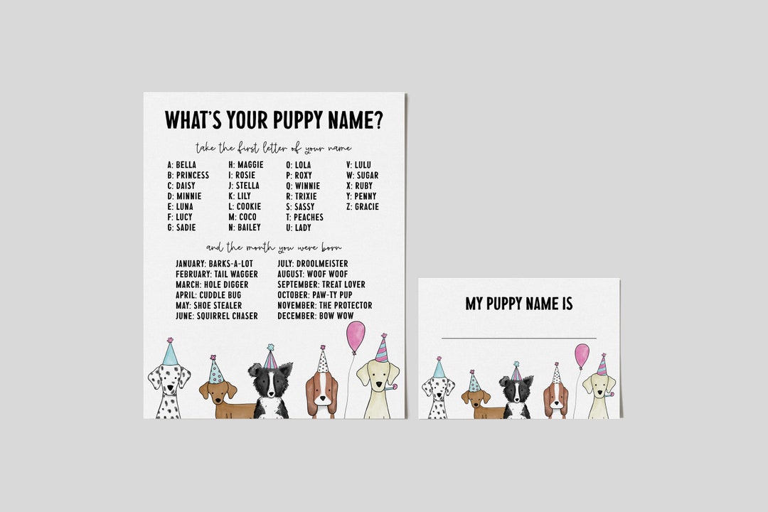 Editable What's Your Puppy Name Game Girl Version, Dog Girl Birthday ...