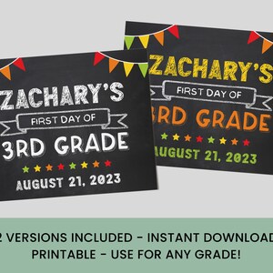 Editable Chalkboard First Day of School Sign Template, Personalized ...