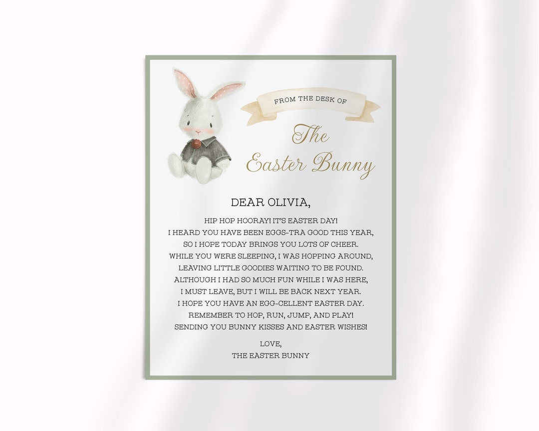 Editable Letter From the Easter Bunny Personalized Easter - Etsy
