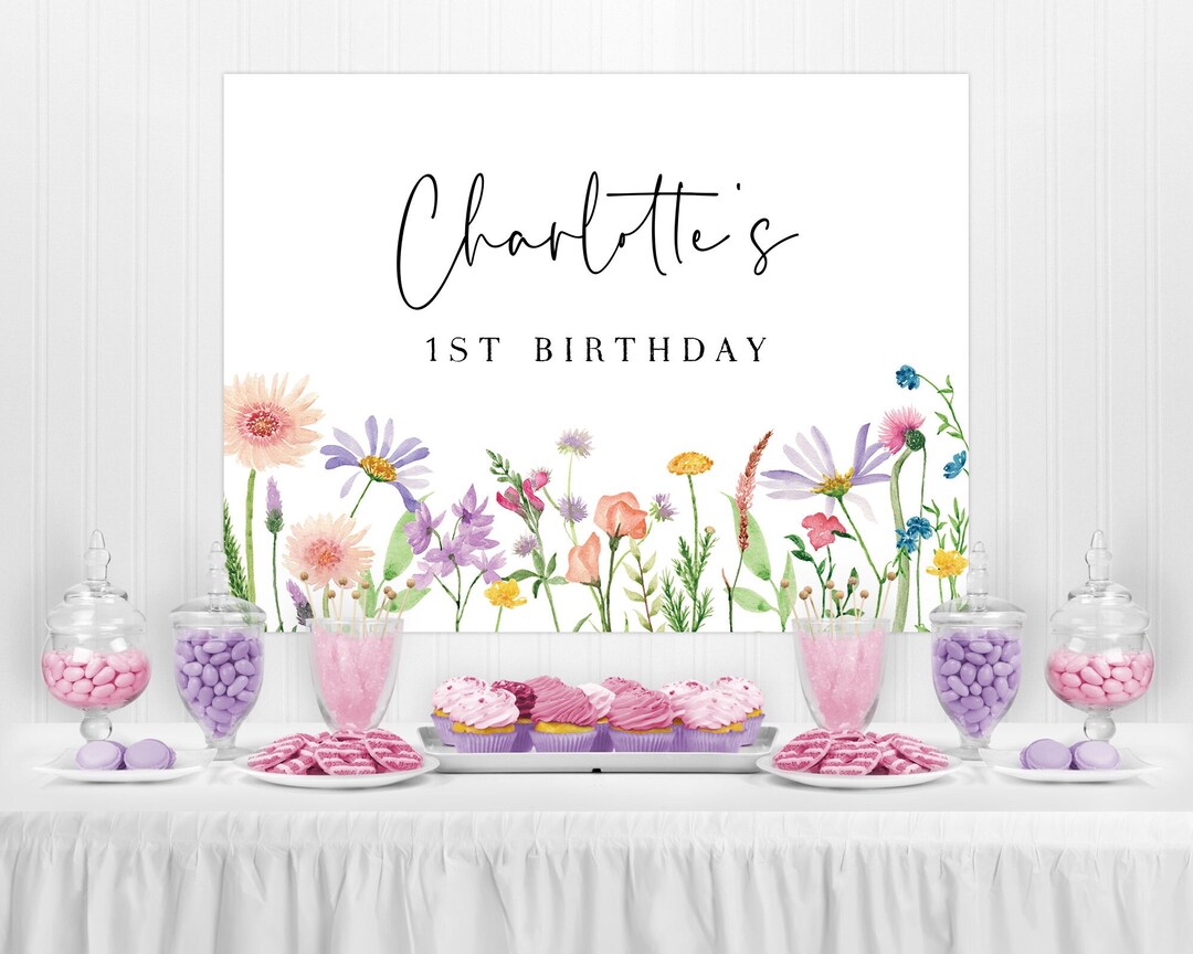 Editable Wildflower Backdrop Banner Template Wild Flower Garden Party ...