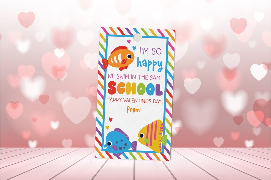 Printable Fish Valentines Day Tag, Fish Valentine Favor Tag, Valentine ...