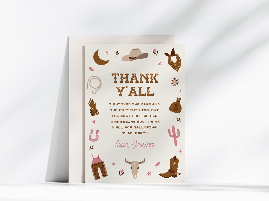 Editable Girl First Rodeo Thank You Card Western Cowgirl - Etsy