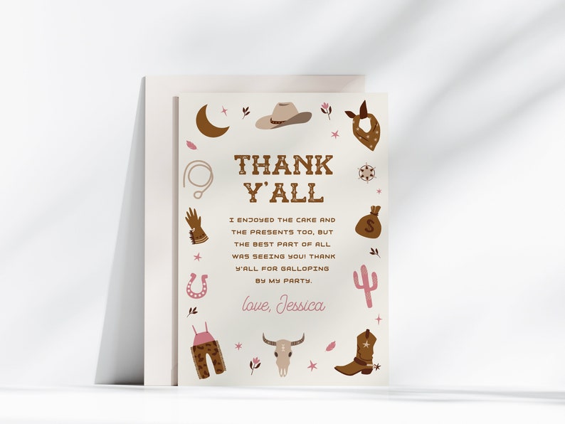 Editable Girl First Rodeo Thank You Card Western Cowgirl - Etsy