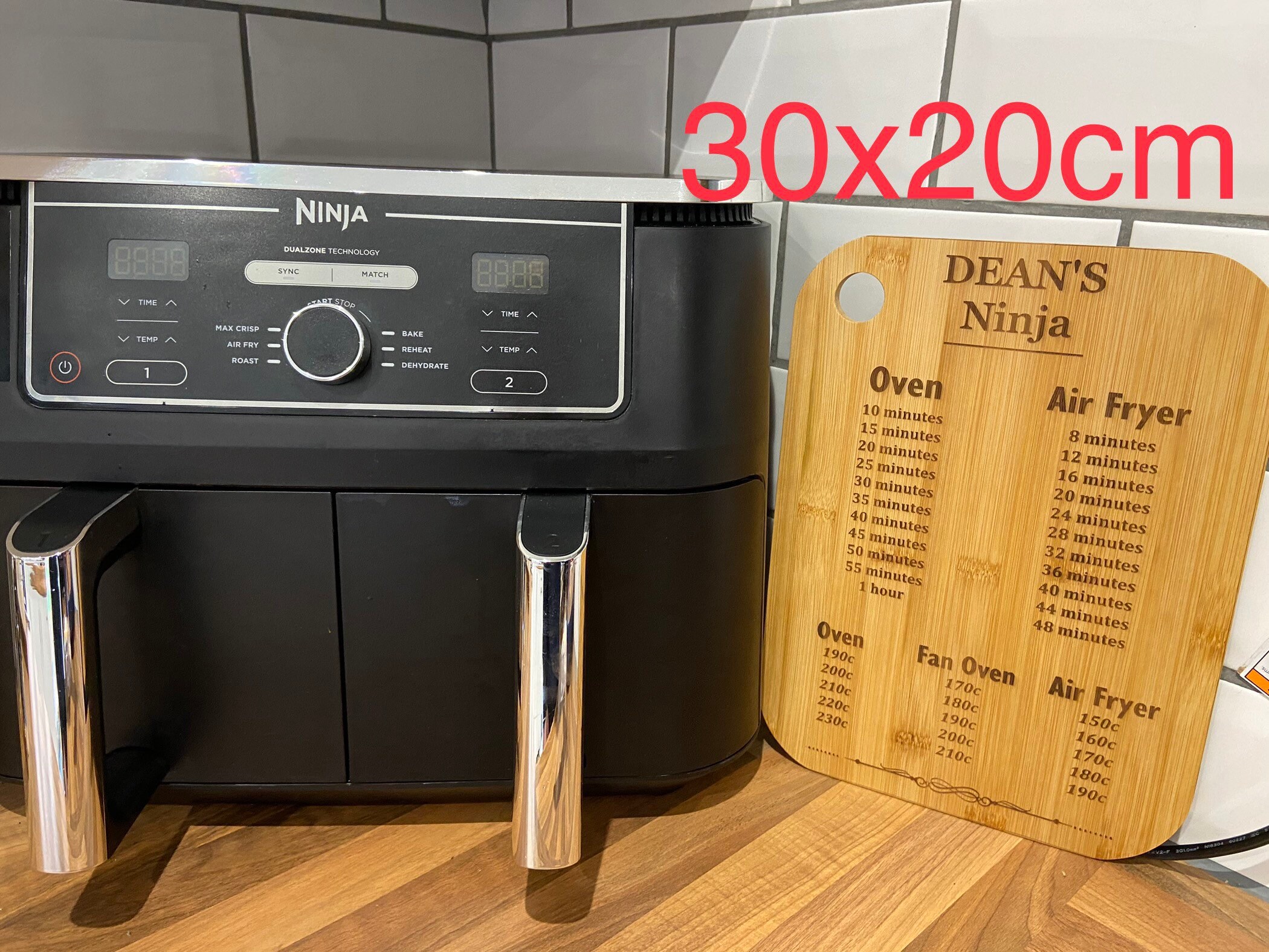 Air Fryer Ninja Conversion Chart. Rectangular 30x22.5cm Board. - Etsy UK
